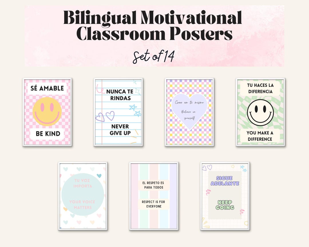 Bilingual Classroom Posters: Spanish-english Inspirational Decor (PDF ...