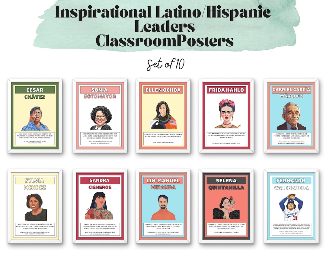 Inspirational Latino & Hispanic Leaders Posters – Classroom Decor | PDF ...