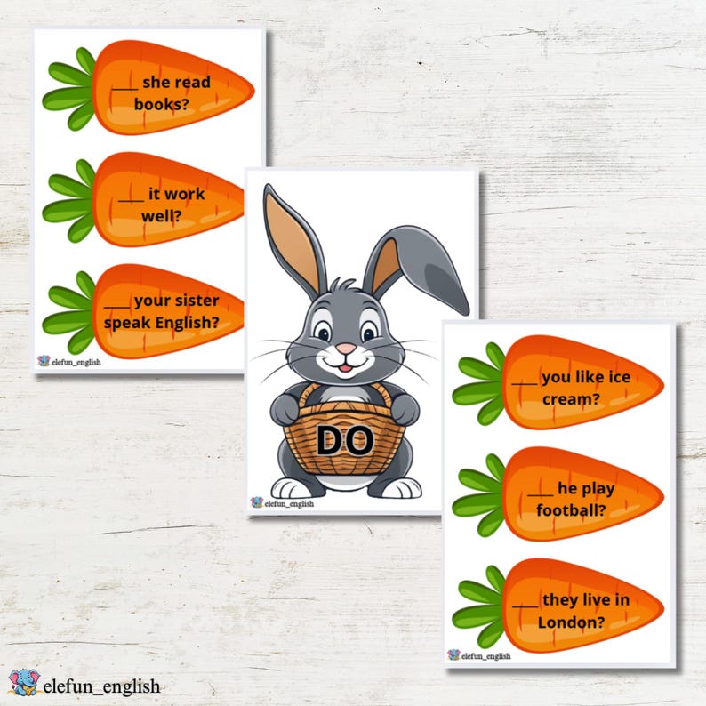 Do Vs Does Grammar Game | ESL Sentence Sorting With Carrots & Bunnies ...