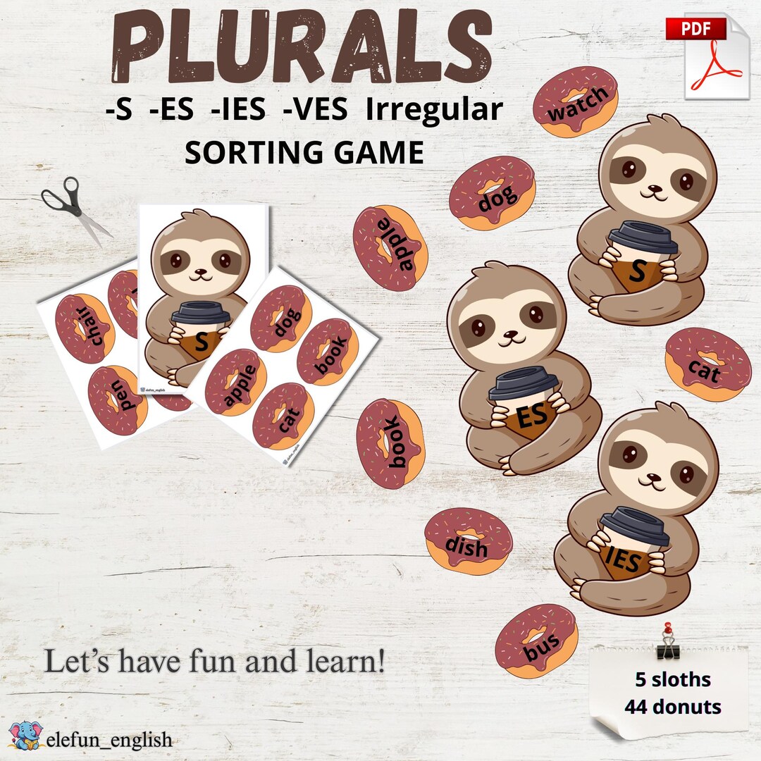 Plurals Sorting Game | Fun Grammar Activity for Kids - Etsy
