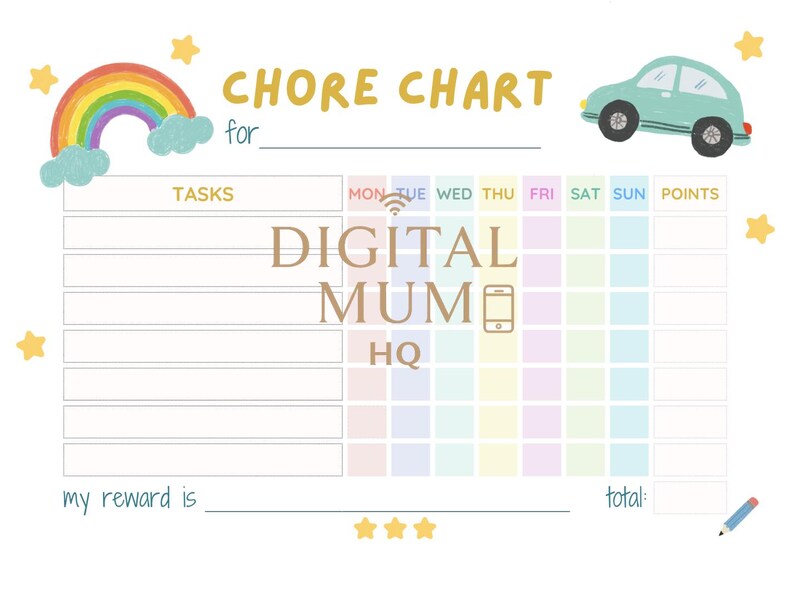 Editable Kids Chore Chart Printable | Personalised Daily Routine Chart ...