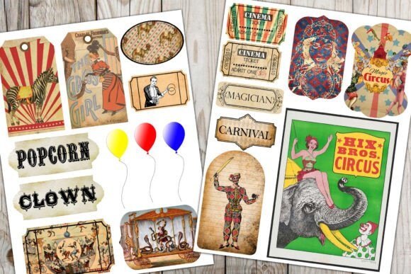 Vintage Circus Ephemera Kit Graphic | Digital Download | Scrapbooking ...