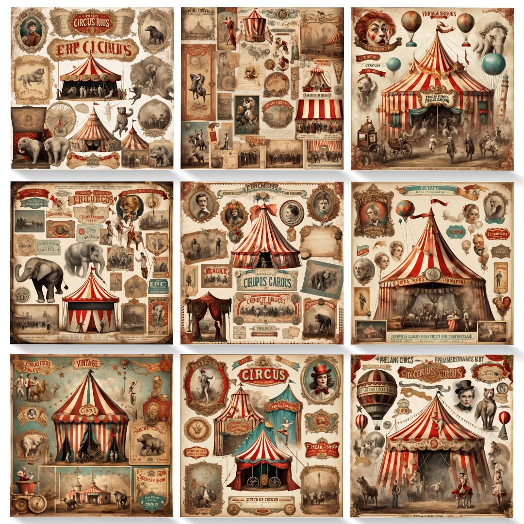 Vintage Circus Ephemera Kit Graphic | Digital Download | Scrapbooking ...