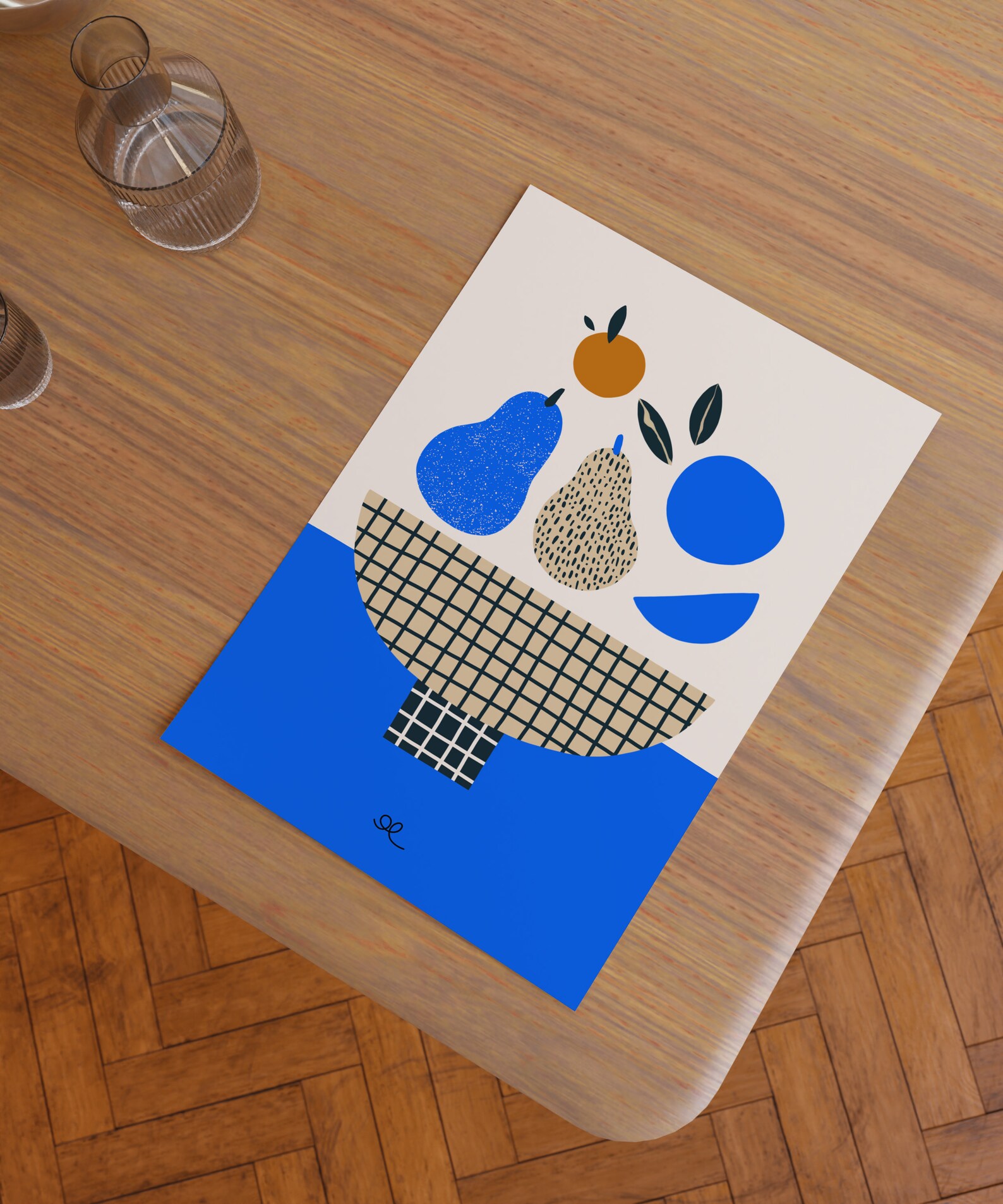 Colorful Print Blue Fruit Bowl - Etsy