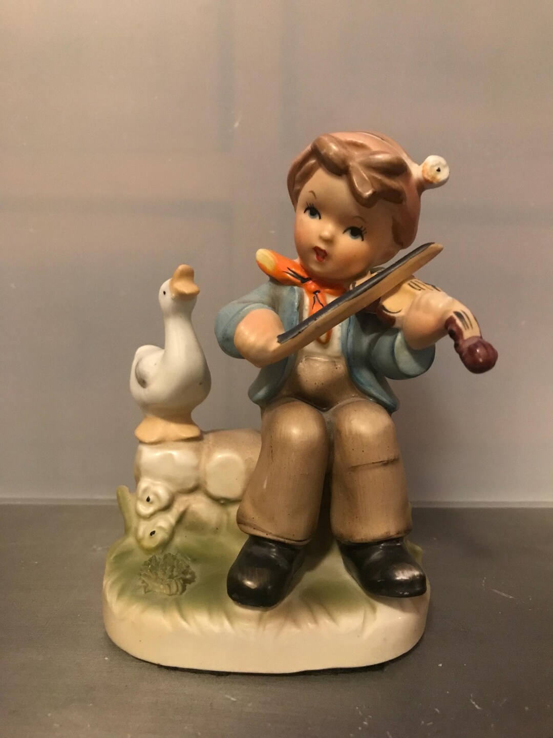 Vintage Ceramic Figurine. an Afternoon Concert, a Boy Sitting While ...