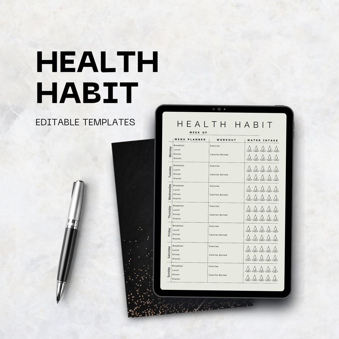 Printable Healthy Habit Tracker, Health Habit Printable, Wellness ...