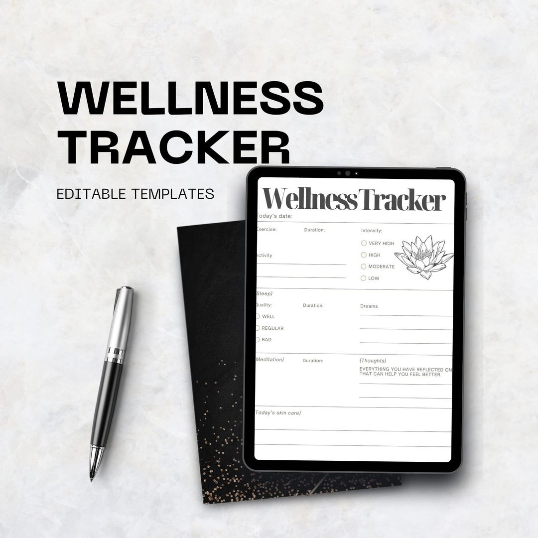Printable Wellness Tracker, Self Care Tracker, Wellness Planner, Health ...