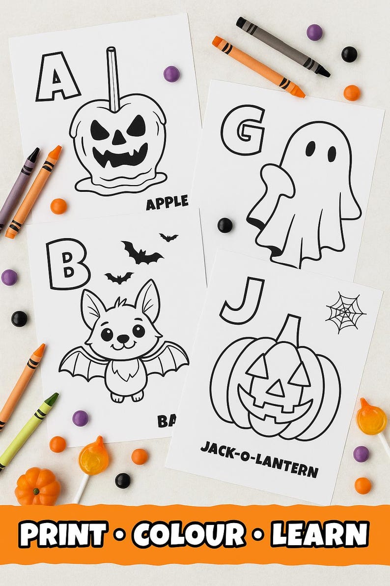 ABC Halloween Colouring Book | Printable Kids Activity | Toddler ...