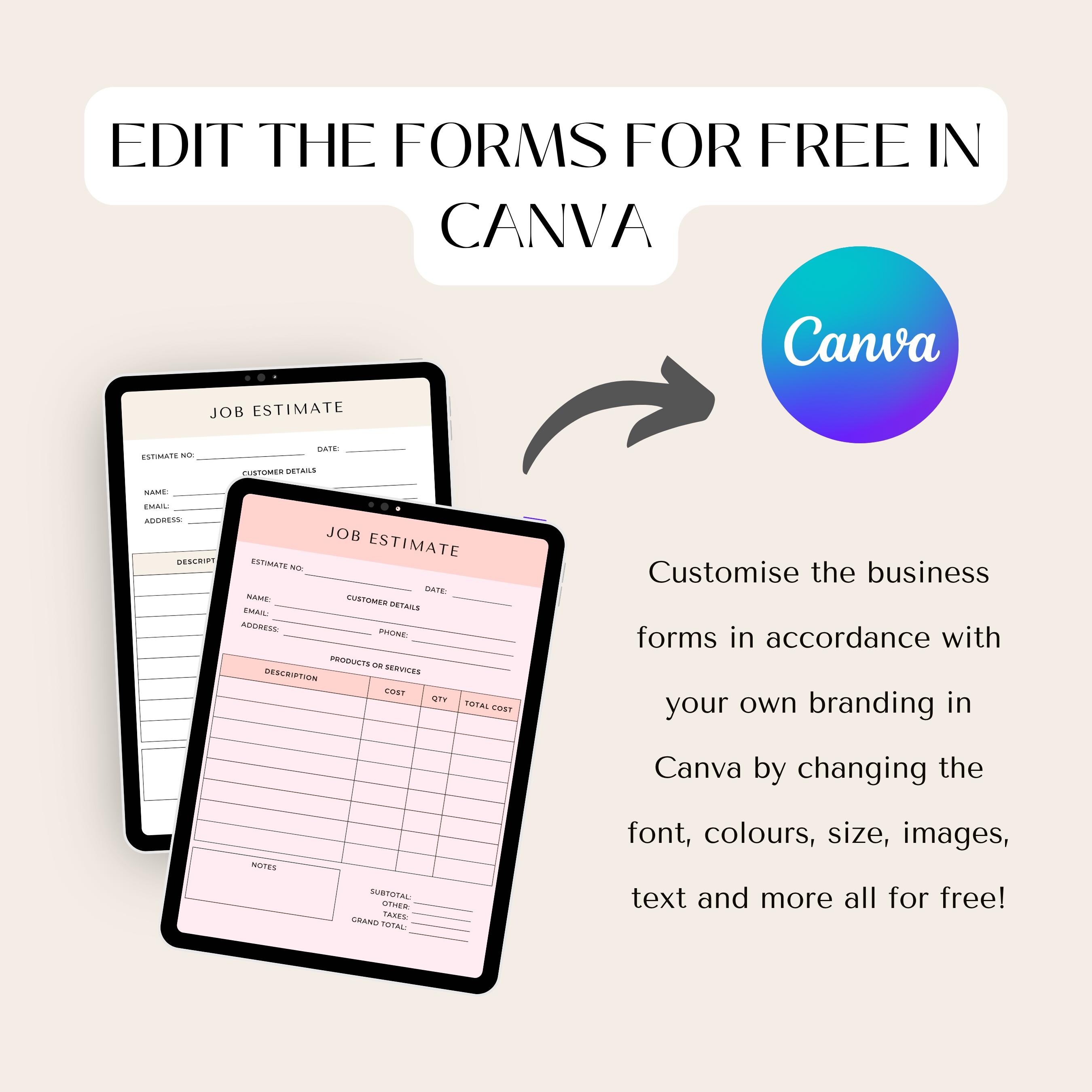 Editable Business Forms Bundle: 25 Printable Canva Templates - Etsy