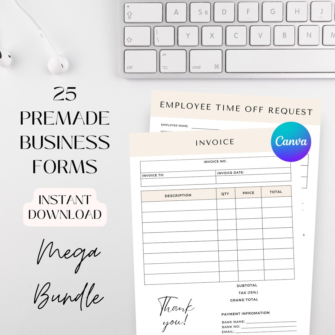 Editable Business Forms Bundle: Invoice, Tracker Templates (canva ...