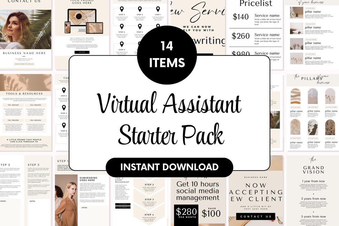 Virtual Assistant Canva Template Bundle: Business Plan, Website ...