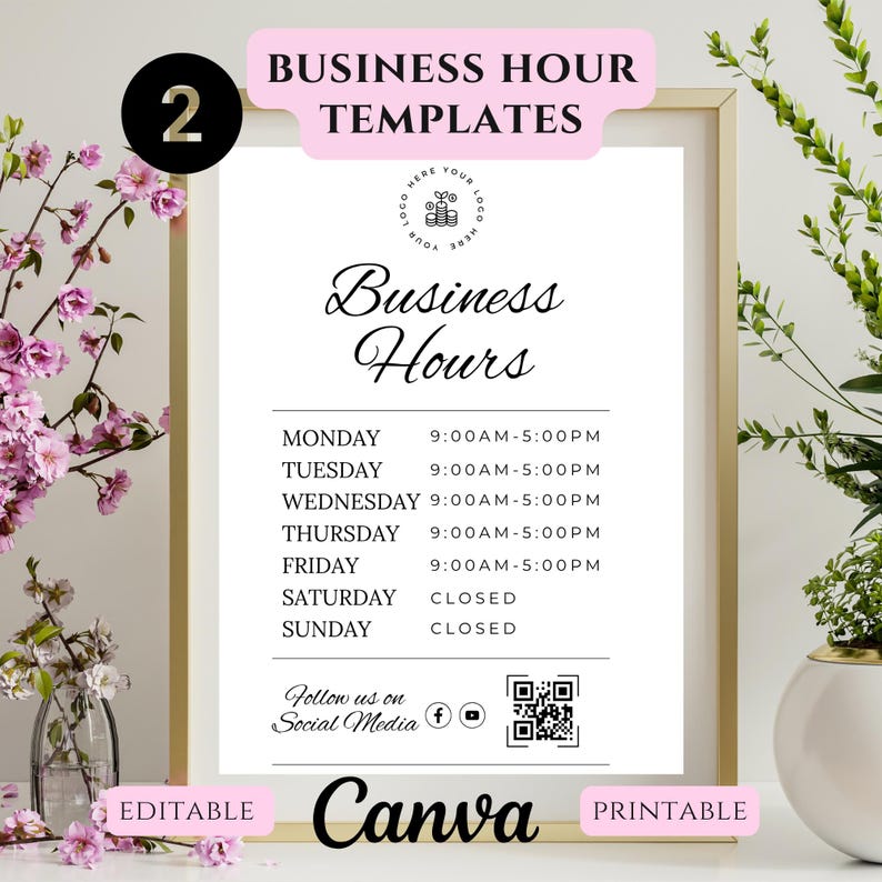 Editable Business Hours Template: Canva Shop Sign (A4/US Letter ...