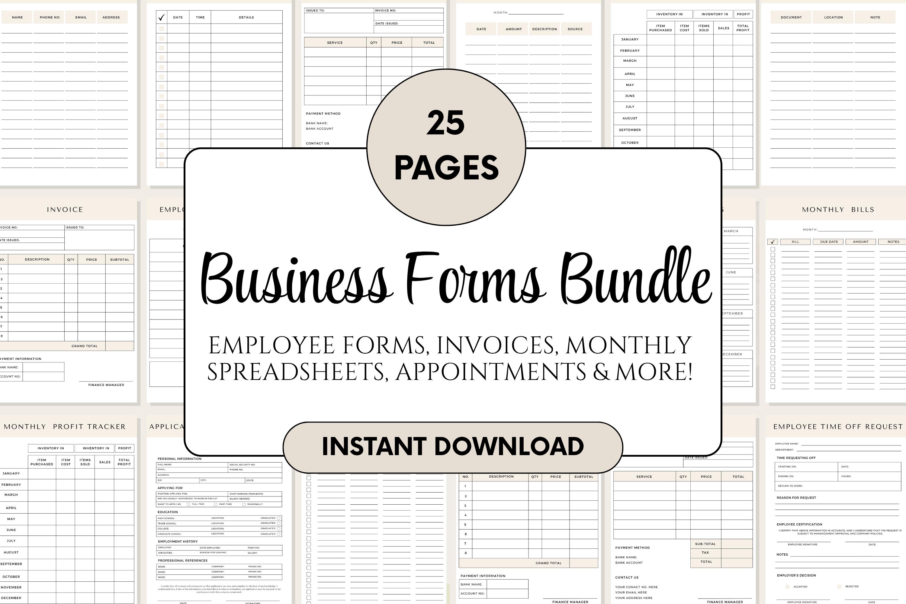 Editable Business Forms Bundle: 25 Printable Canva Templates - Etsy