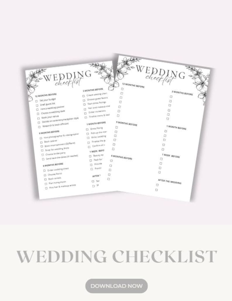 Wedding Checklist Printable | Wedding Planning Pages PDF | Wedding Day ...