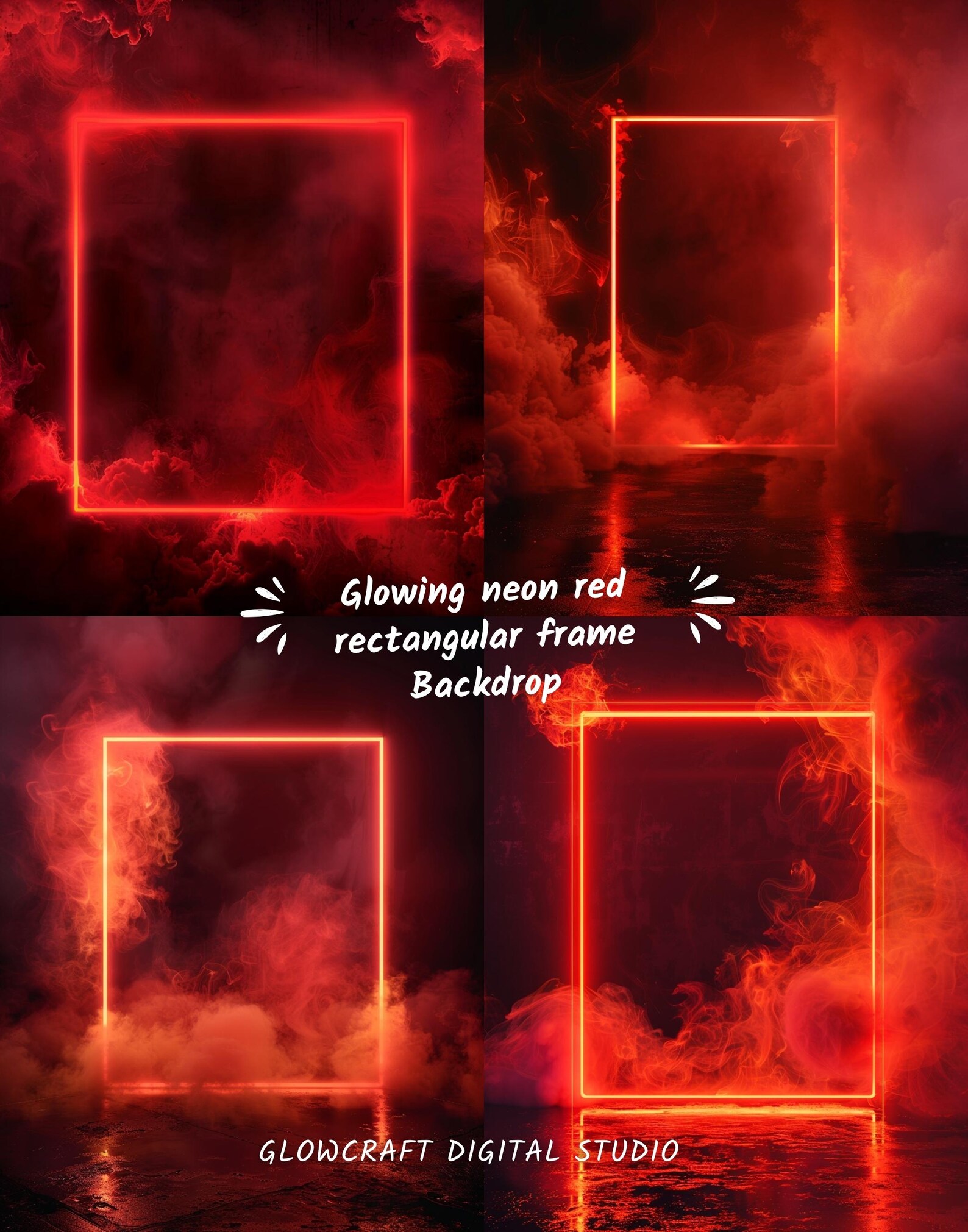 Neon Sports Frame Backdrop Bundle | Digital Light and Fog Backgrounds ...