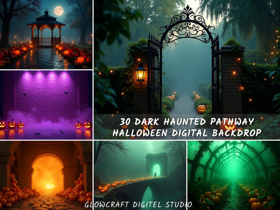 30 Dark Haunted Pathway Halloween Digital Backdrop | Gothic Forest ...