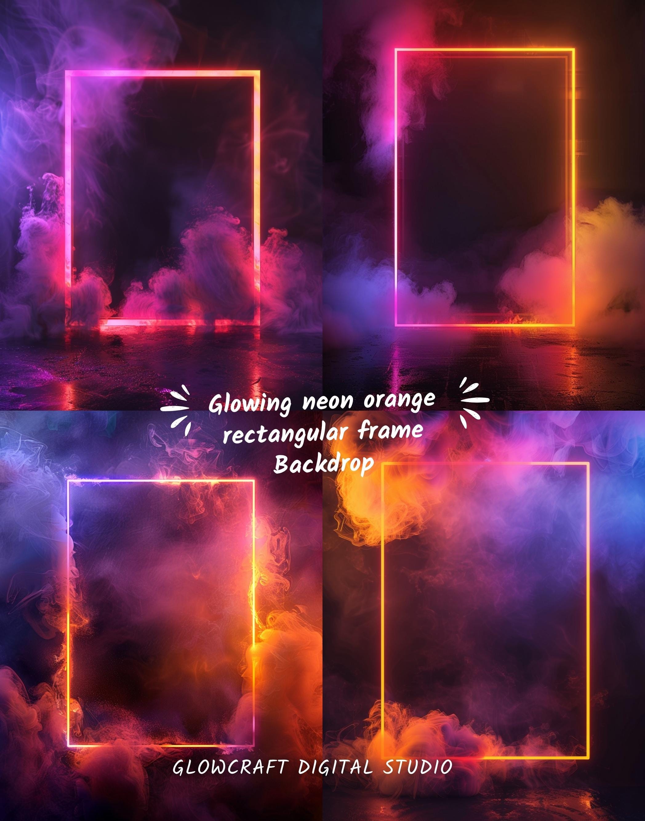 Neon Sports Frame Backdrop Bundle | Digital Light and Fog Backgrounds ...