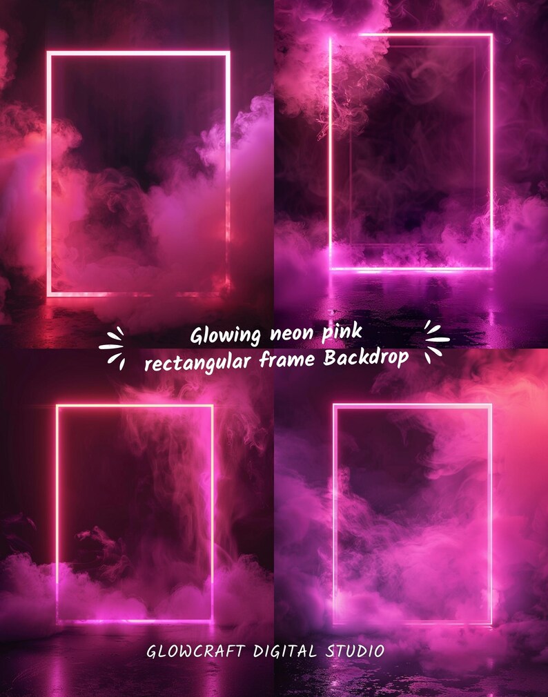 Neon Sports Frame Backdrop Bundle | Digital Light and Fog Backgrounds ...