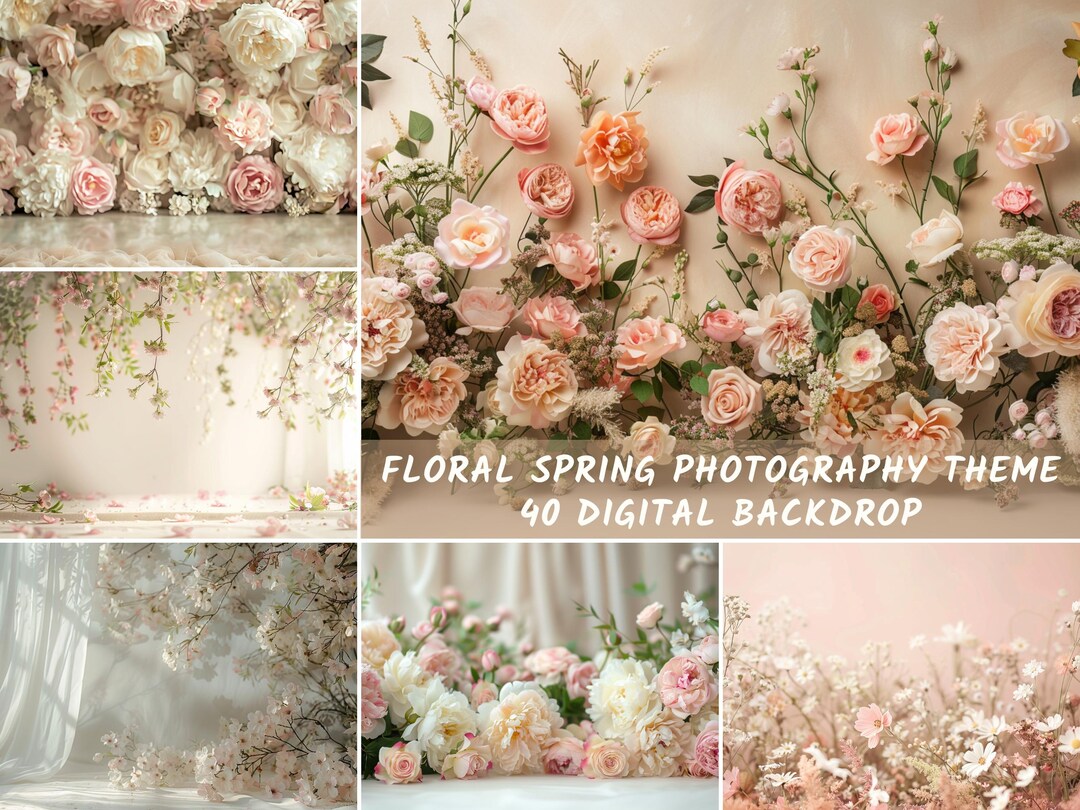Floral Spring Photography Backdrop, Digital Spring Garden Background ...