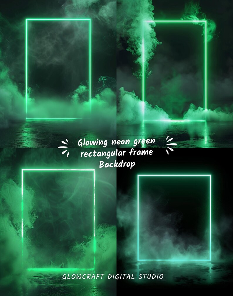 Neon Sports Frame Backdrop Bundle | Digital Light and Fog Backgrounds ...