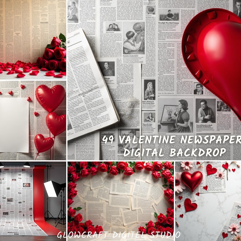 Valentines Newspaper Backdrop - Etsy
