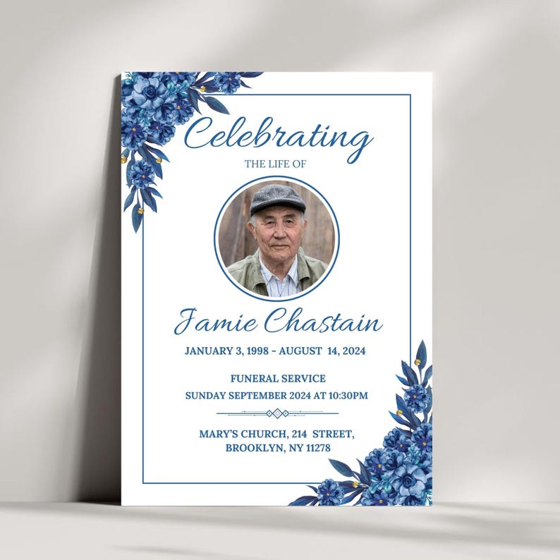 Editable Funeral Invitation Template, in Loving Memory, Celebration of ...
