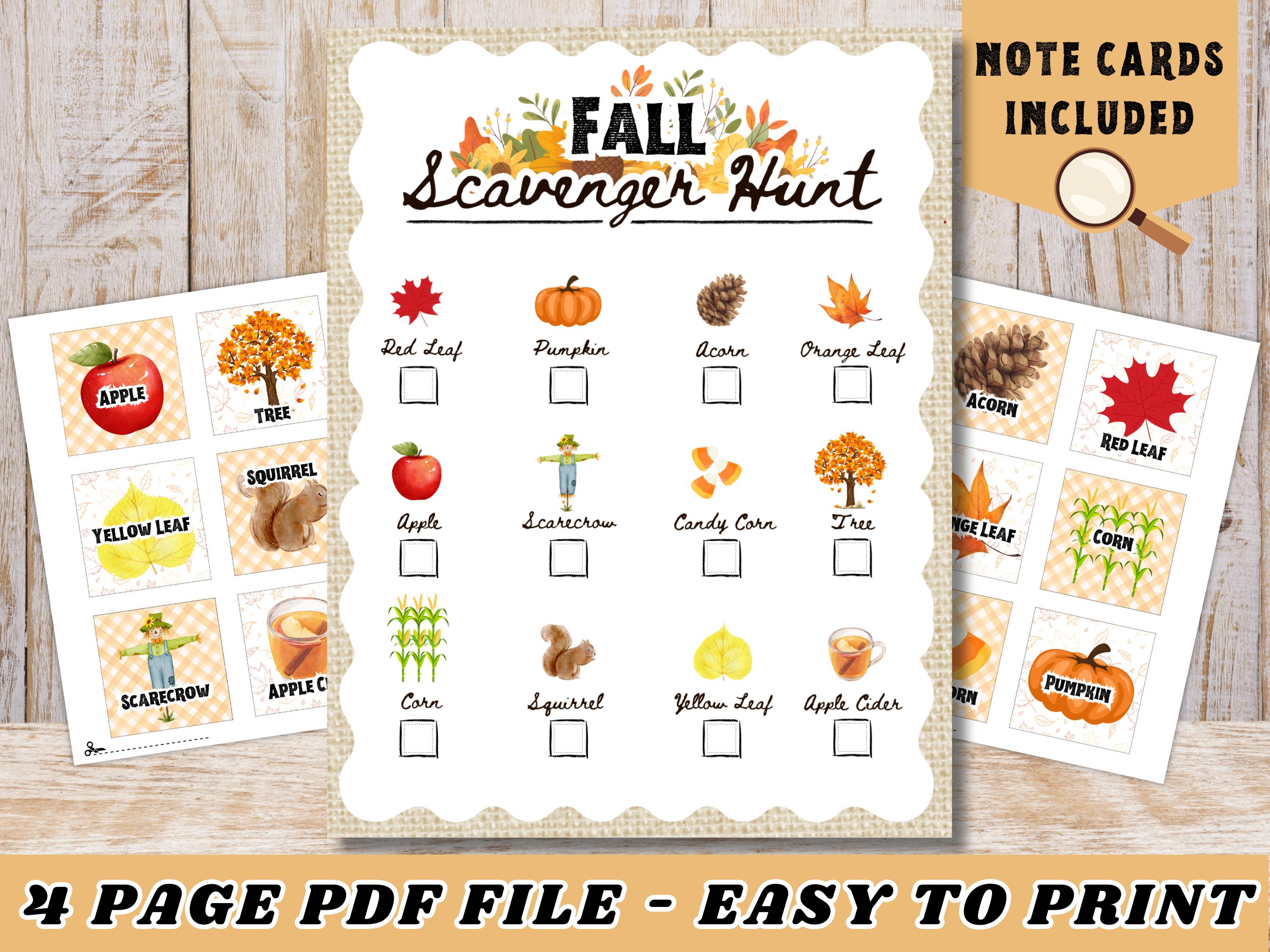 Fall Scavenger Hunt for Kids Printable Autumn Activity for Kids Family ...