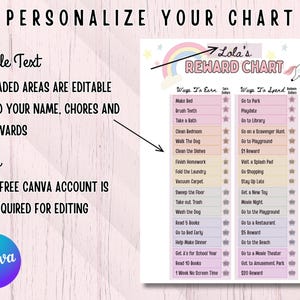 Editable Reward Bucks and Reward Chart for Kids Printable Canva ...