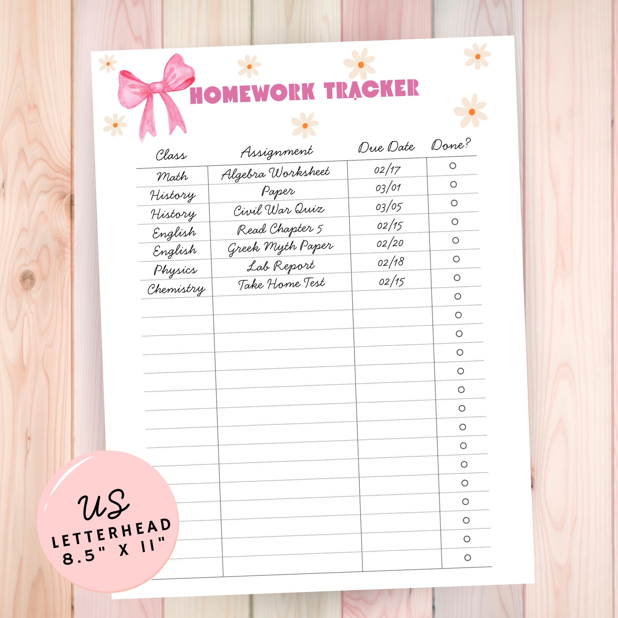 Assignment Tracker Printable: Editable Canva Template for Teens and ...