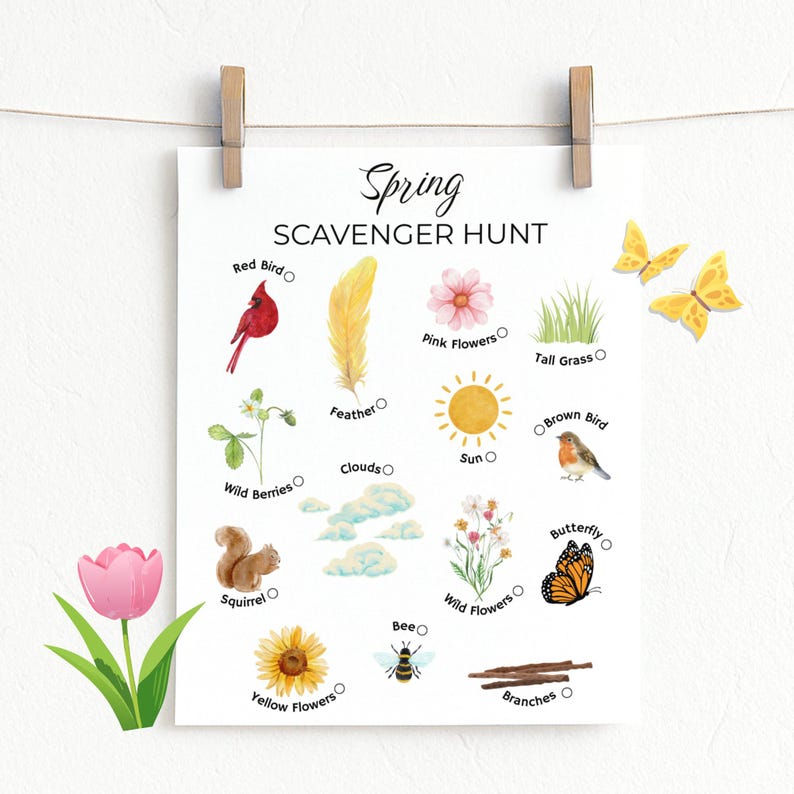 Spring Scavenger Hunt for Kids Printable: Indoor and Outdoor Nature ...
