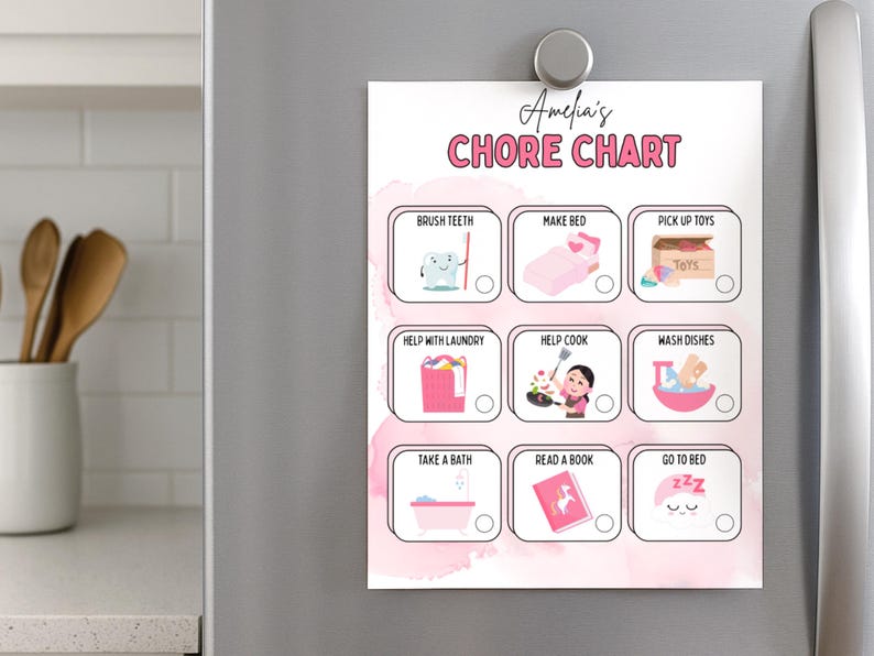 Chore Chart for Kids: Editable Canva Template Printable Visual Picture ...