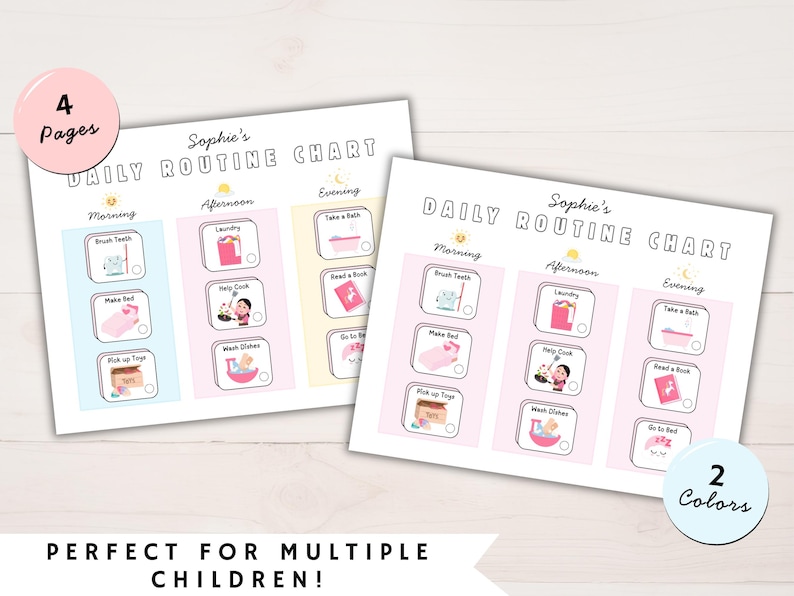 Editable Visual Chore Chart for Toddlers Morning Routine Chart Kids ...