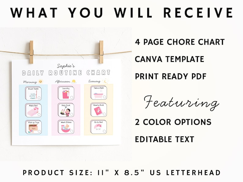 Editable Visual Chore Chart for Toddlers Morning Routine Chart Kids ...