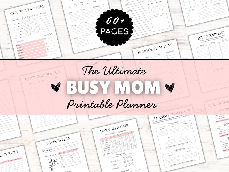 Printable Busy Mom Planner: Daily Weekly Monthly Yearly Home Management ...