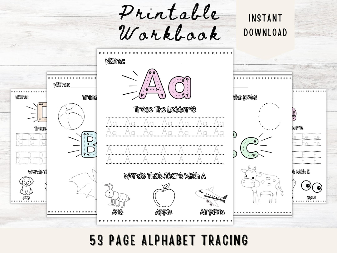 Alphabet Tracing Workbook: ABC Handwriting, Preschool Activity (digital ...