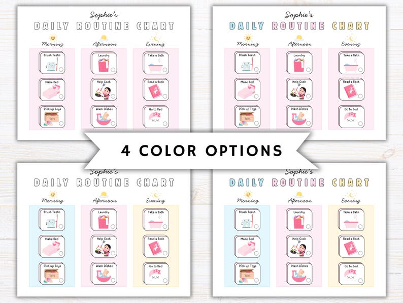 Editable Visual Chore Chart for Toddlers Morning Routine Chart Kids ...