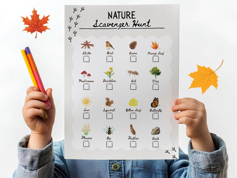 Nature Scavenger Hunt Printable: Kids Homeschool Activity (digital ...