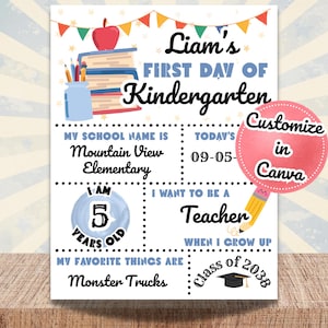 First Day of School Sign Editable Template Back to School Sign Last Day ...