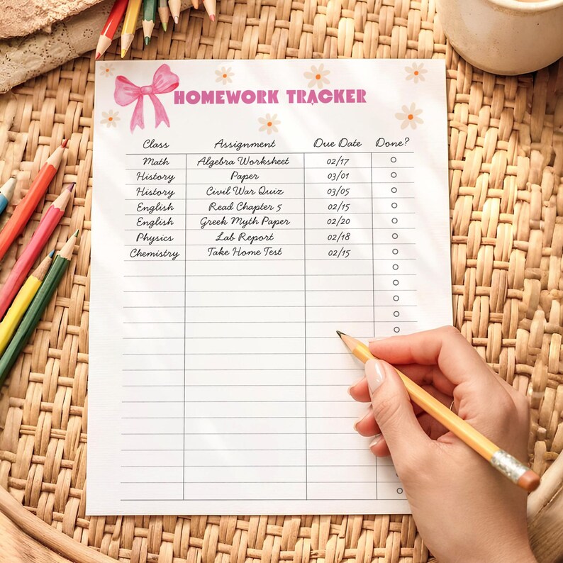 Assignment Tracker Printable: Editable Canva Template for Teens and ...