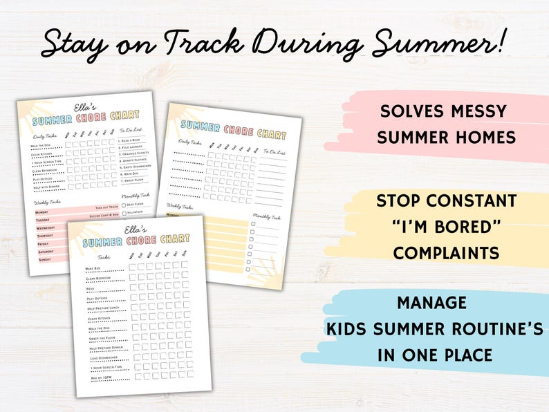Editable Summer Chore Chart for Kids: Teen Chore Chart Printable Summer ...