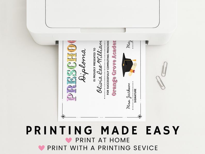 Editable Preschool Diploma Canva Template: Graduation Certificate ...