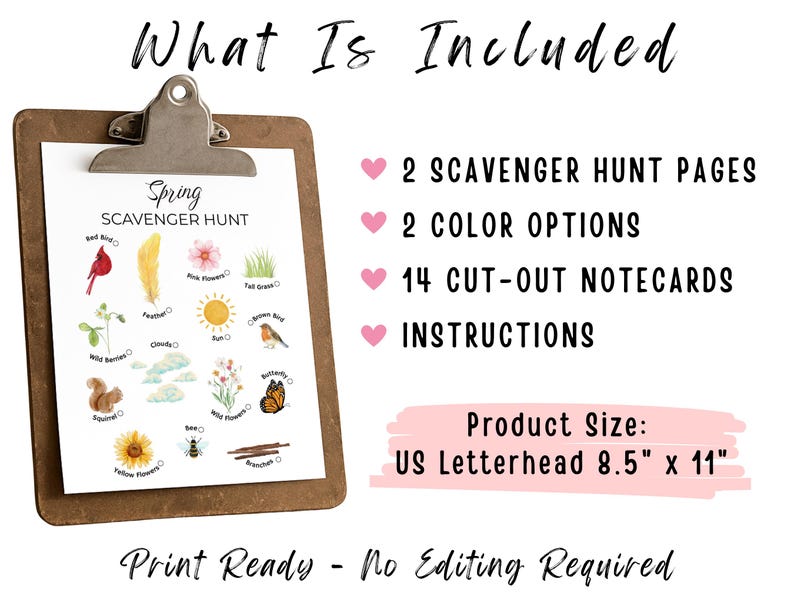 Spring Scavenger Hunt for Kids Printable: Indoor and Outdoor Nature ...