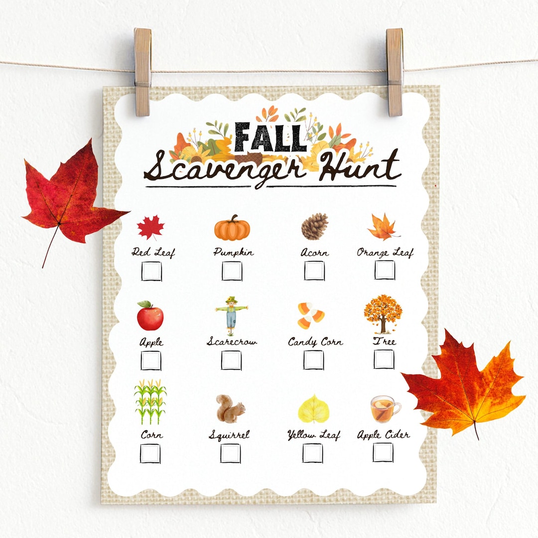 Fall Scavenger Hunt for Kids Printable Autumn Activity for Kids Family ...