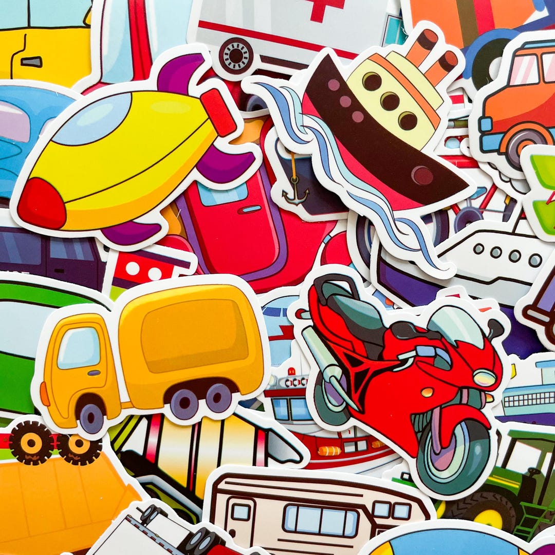 50pcs Cartoon Vehicle Stickers, Cute Car Stickers for Kids, Airplane ...