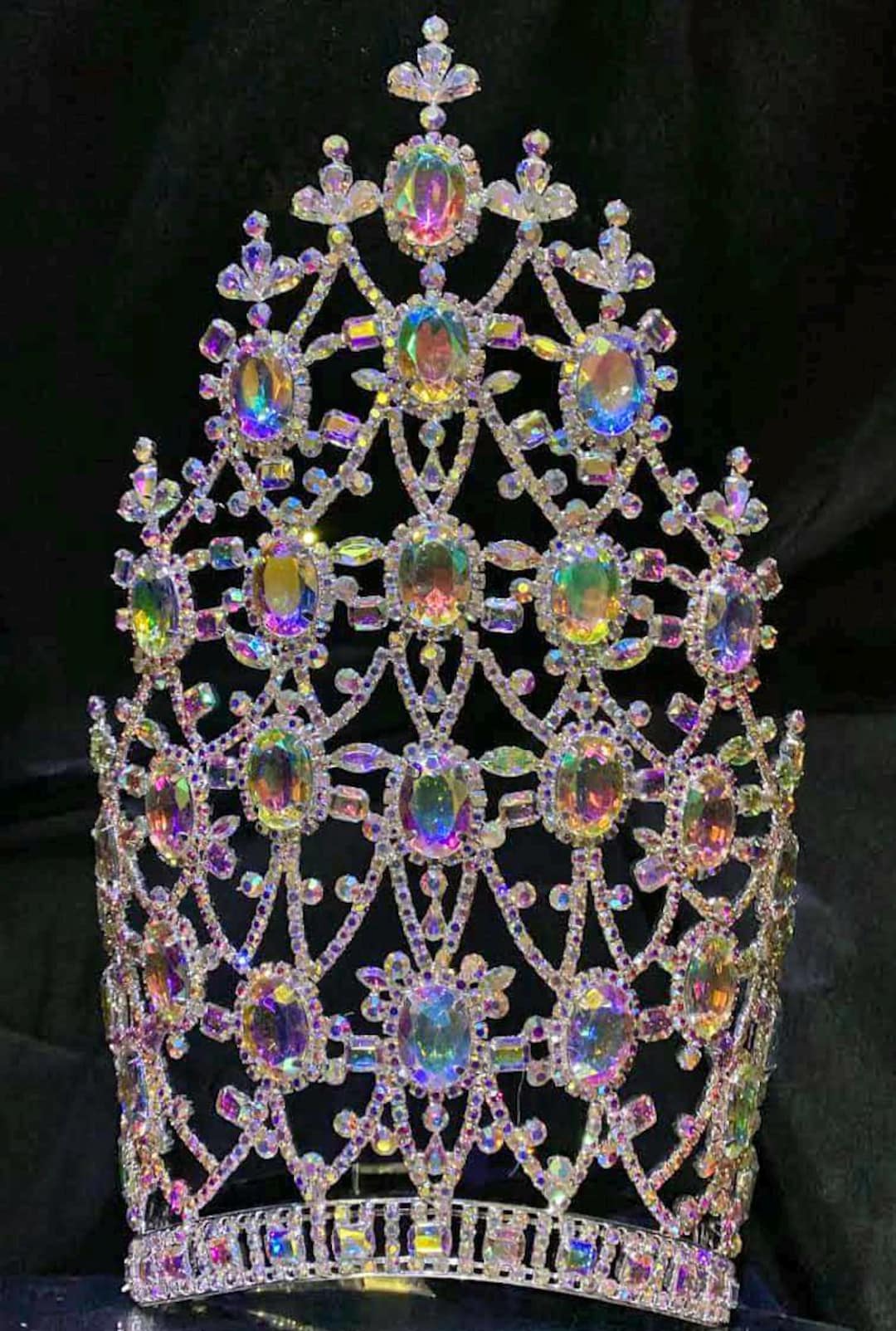 Rhinestone Pageant Crown - 12.25" Tall Adjustable Kimmy Series - Etsy