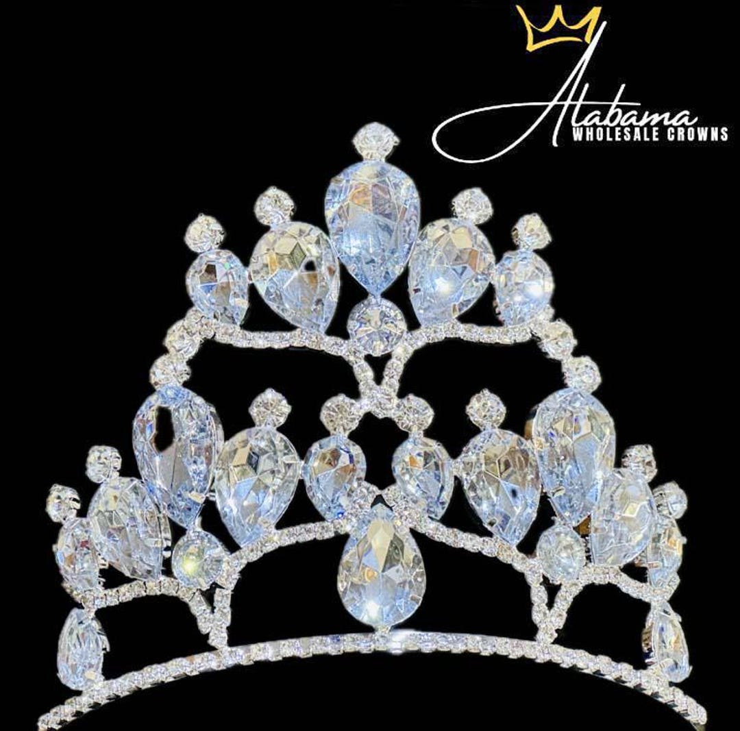 Rhinestone Tiara: Silver Plated Crystal Crown, 4" Tall Rae Series - Etsy