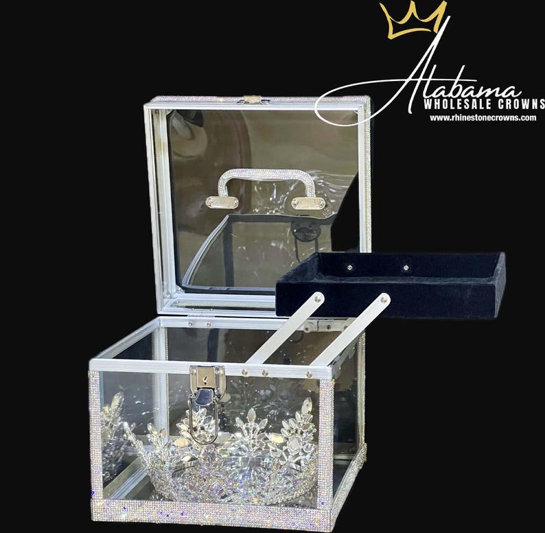 Jumbo Crown Carrying Case With Crystal Ab Rhinestones – Lock & Key ...