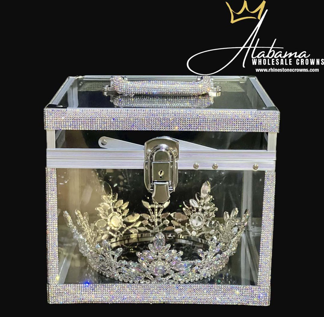 Jumbo Crown Carrying Case With Crystal AB Rhinestones – Lock & Key ...