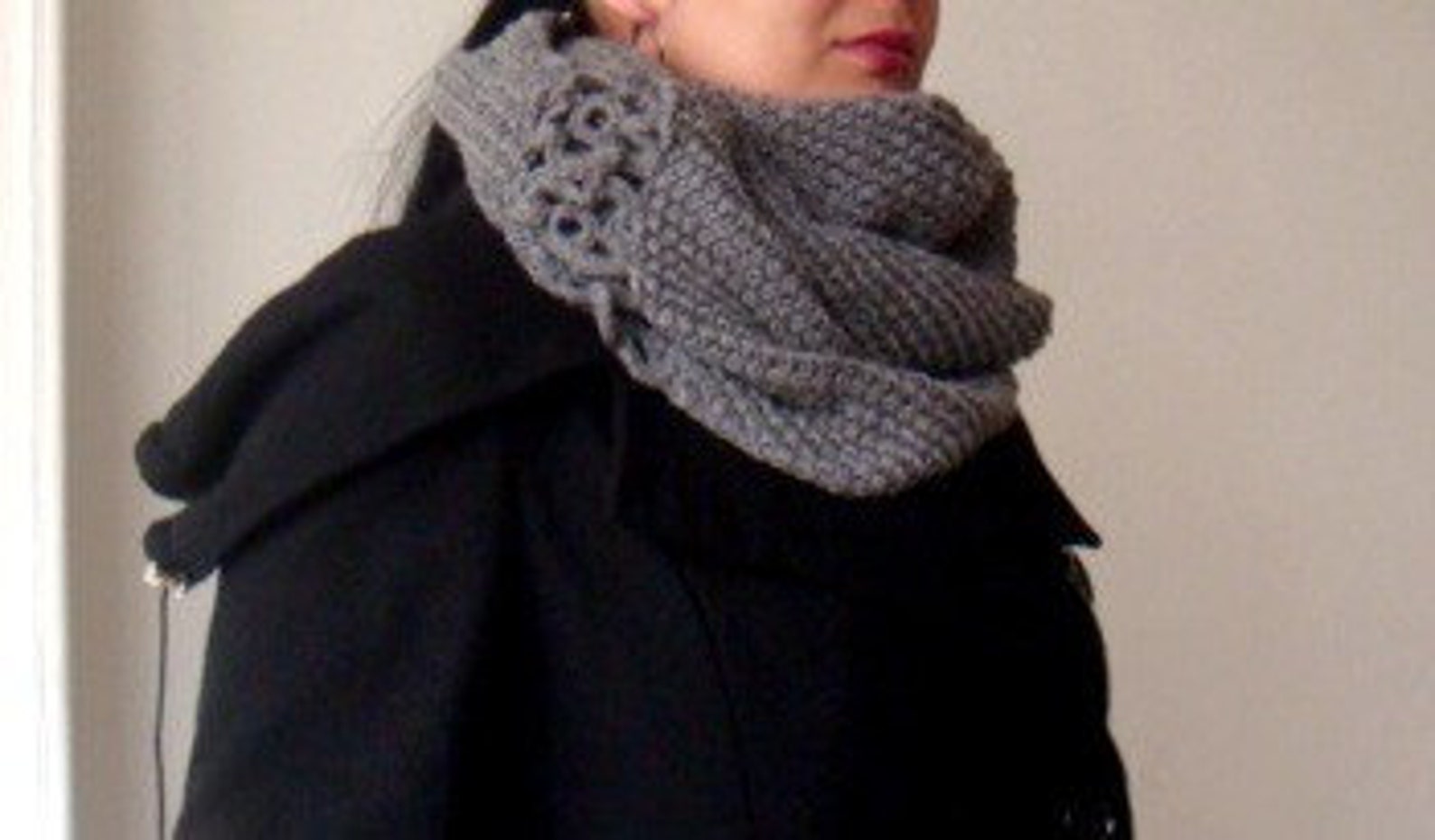 Circle Scarf Knitting Pattern With Crochet Flowers 16 - Etsy