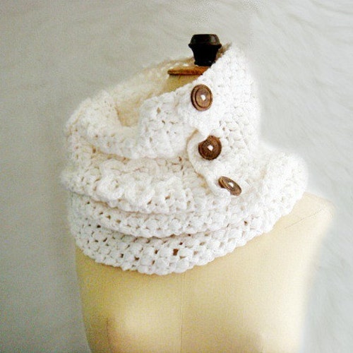 Crochet Pattern Tutorial Button up Scarf Cowl Neckwarmer | Etsy